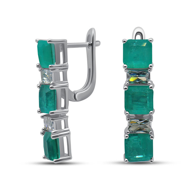 Серьги, серебро, 925 проба, фианит