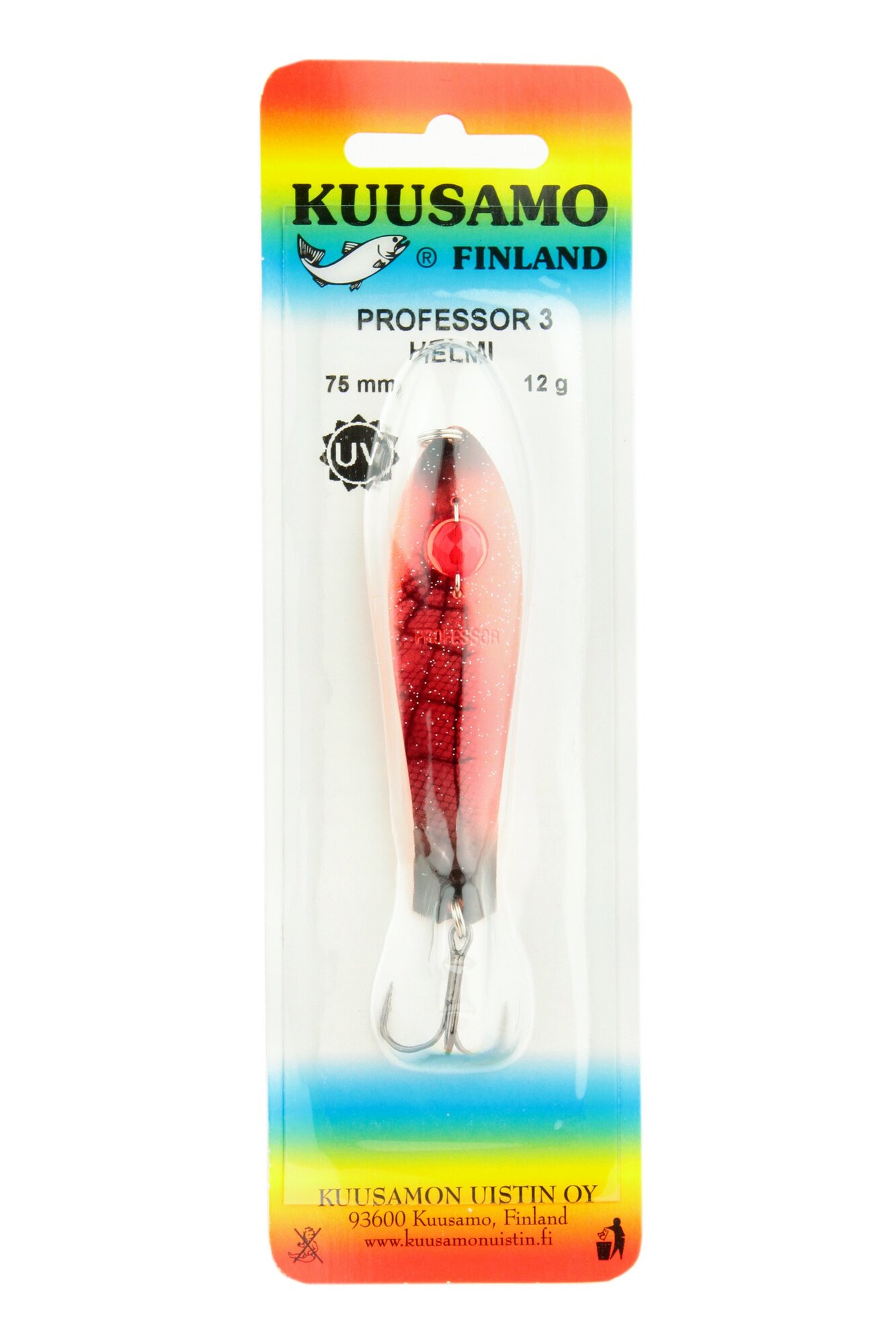 Kuusamo Professor3 бусина 75 мм, 12 г, GL/BL/R-C, UV - блесна спиннинговая для ловли
