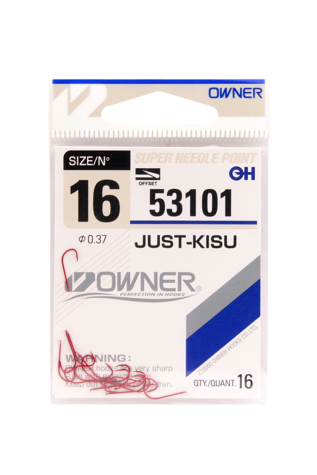 Owner 53101 №16 Красные крючки для рыбалки, размер 16, прочные стальные крючки