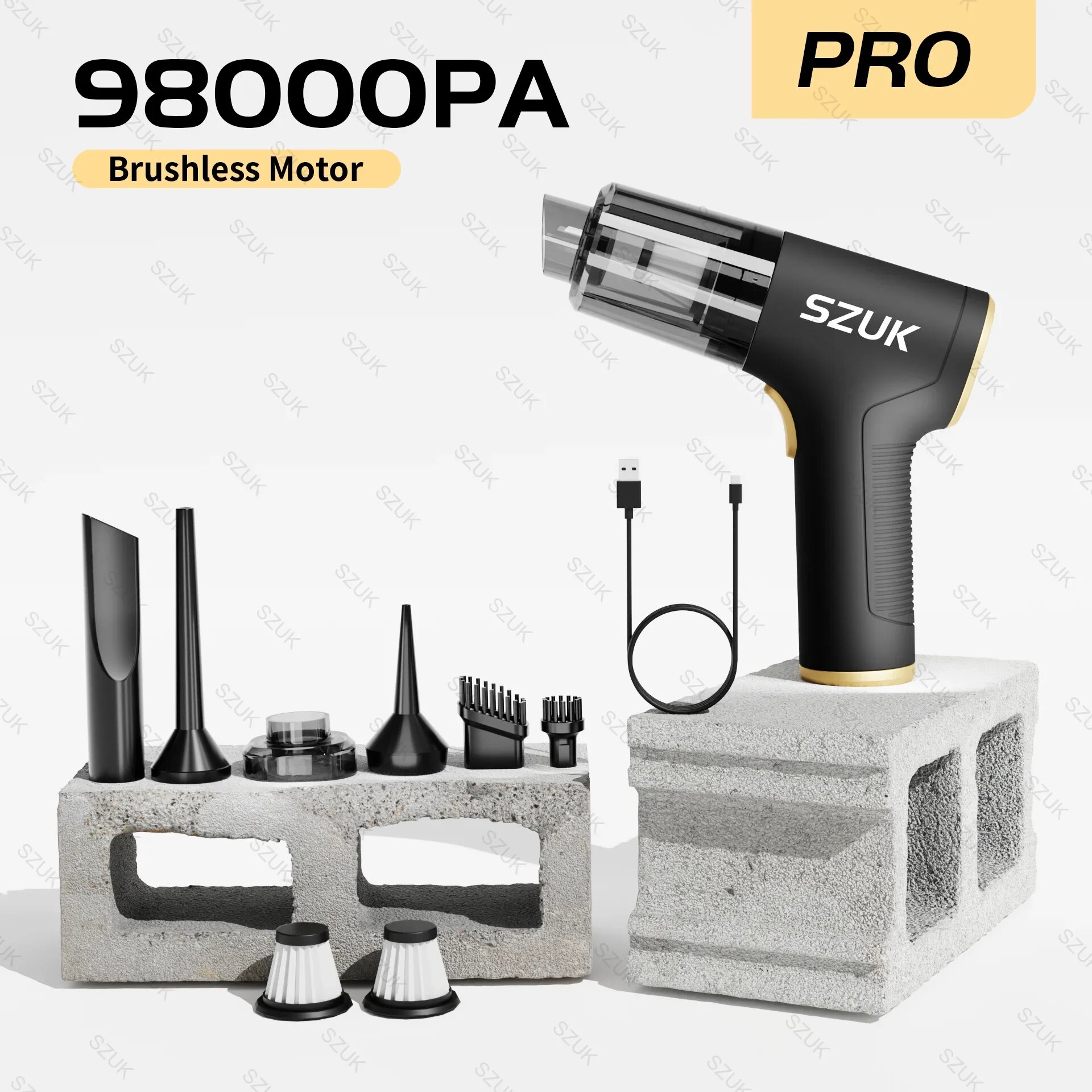 Беспроводной автомобильный пылесос SZUK 17000PA, портативный ручной мини-пылесос, мощный Pro 2hapa