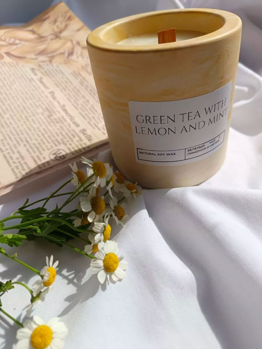 Свеча ароматическая "Зеленый чай с лимоном и мятой"