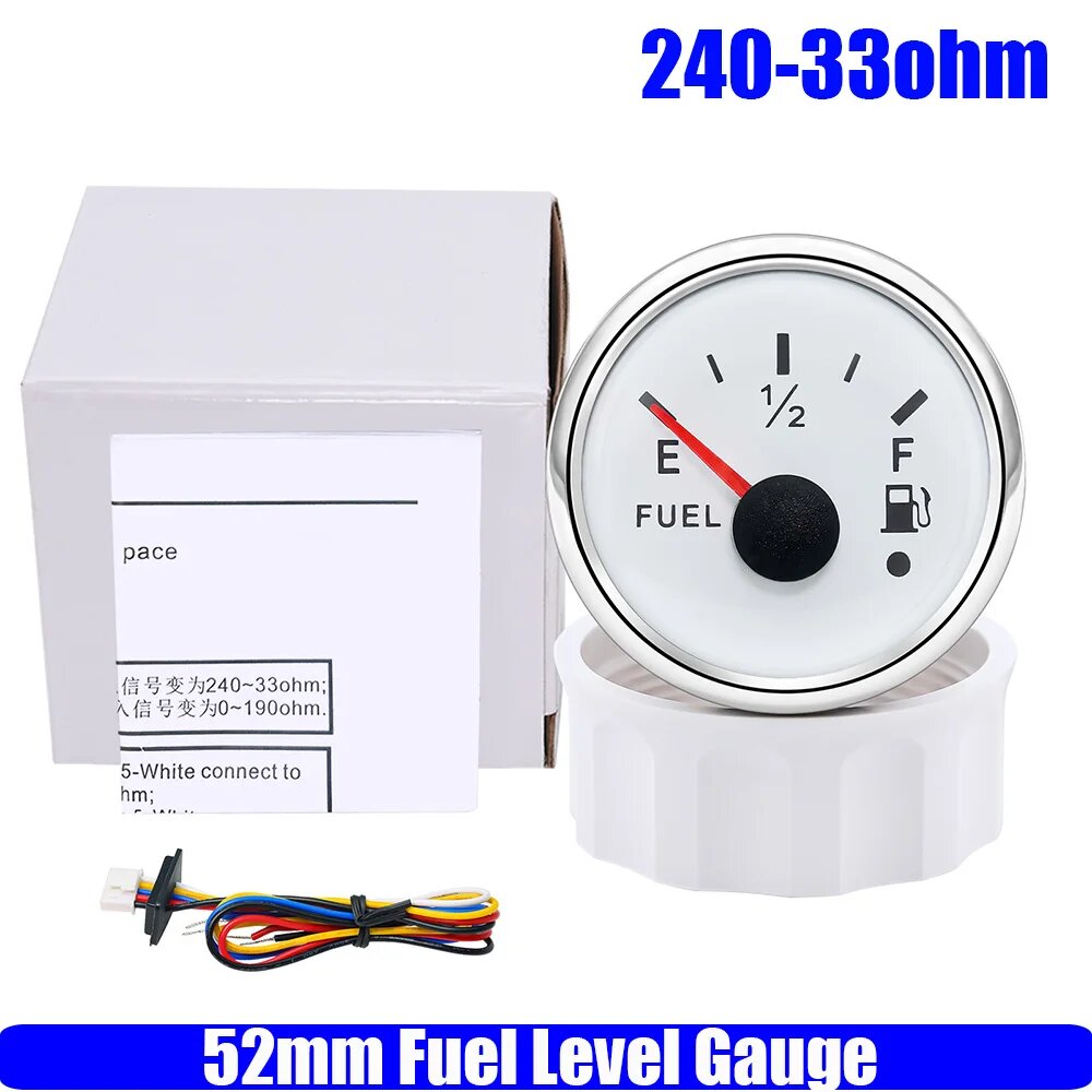 Указатель 52 мм Датчик уровня топлива со вспышкой Сигнализация 240-33 Ом Датчик уровня топлива 100 ~ 600 мм для автомобиля, лодки, яхты, счетчика масляного бака на заказ gauge without Sensor