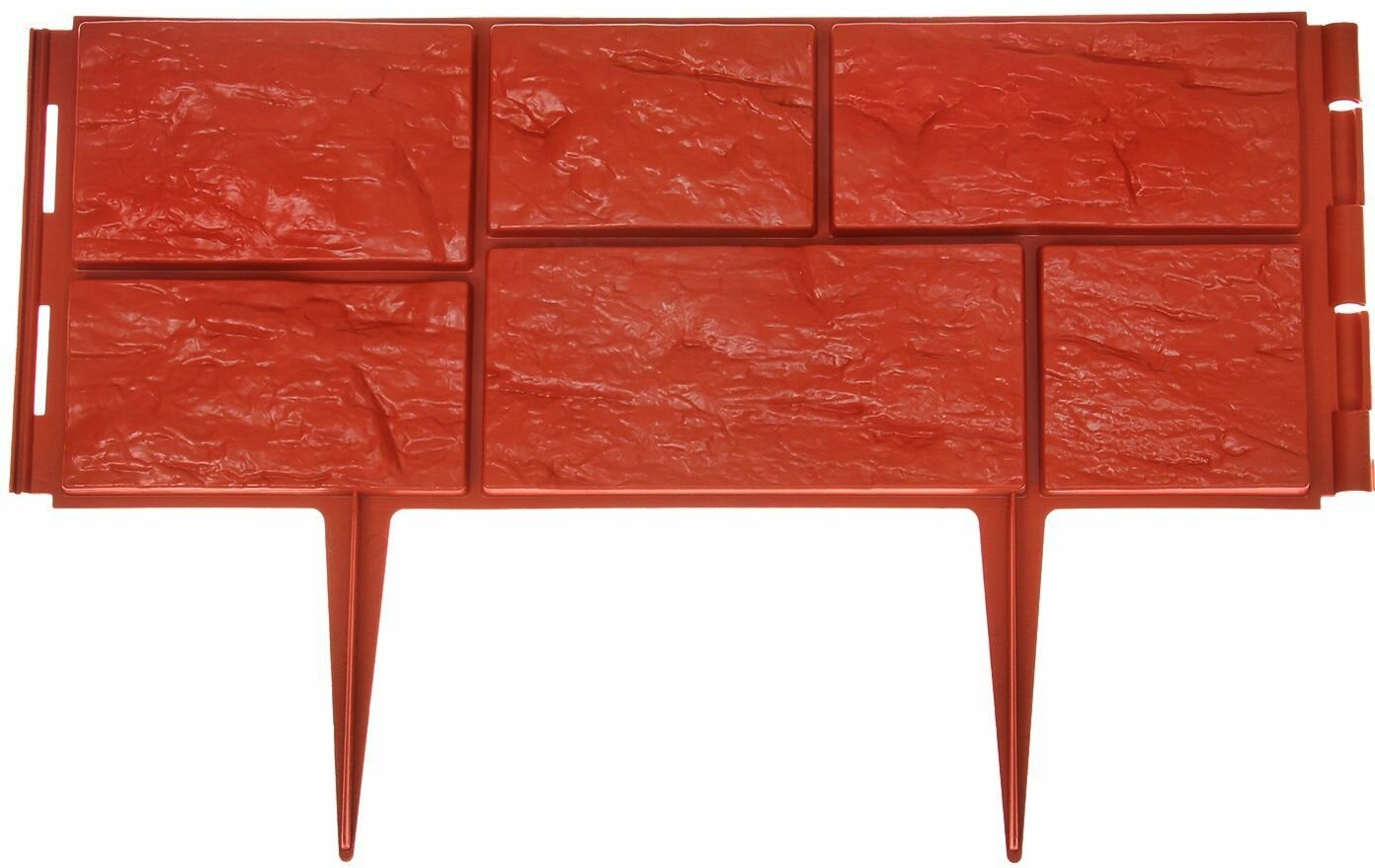 Ограждение декоративное сборное "Камень" для клумб и грядок из пластика, заборчик-бордюр садовый для дачи и сада, 5 секций, 24 177.5 см, цвет терракотовый