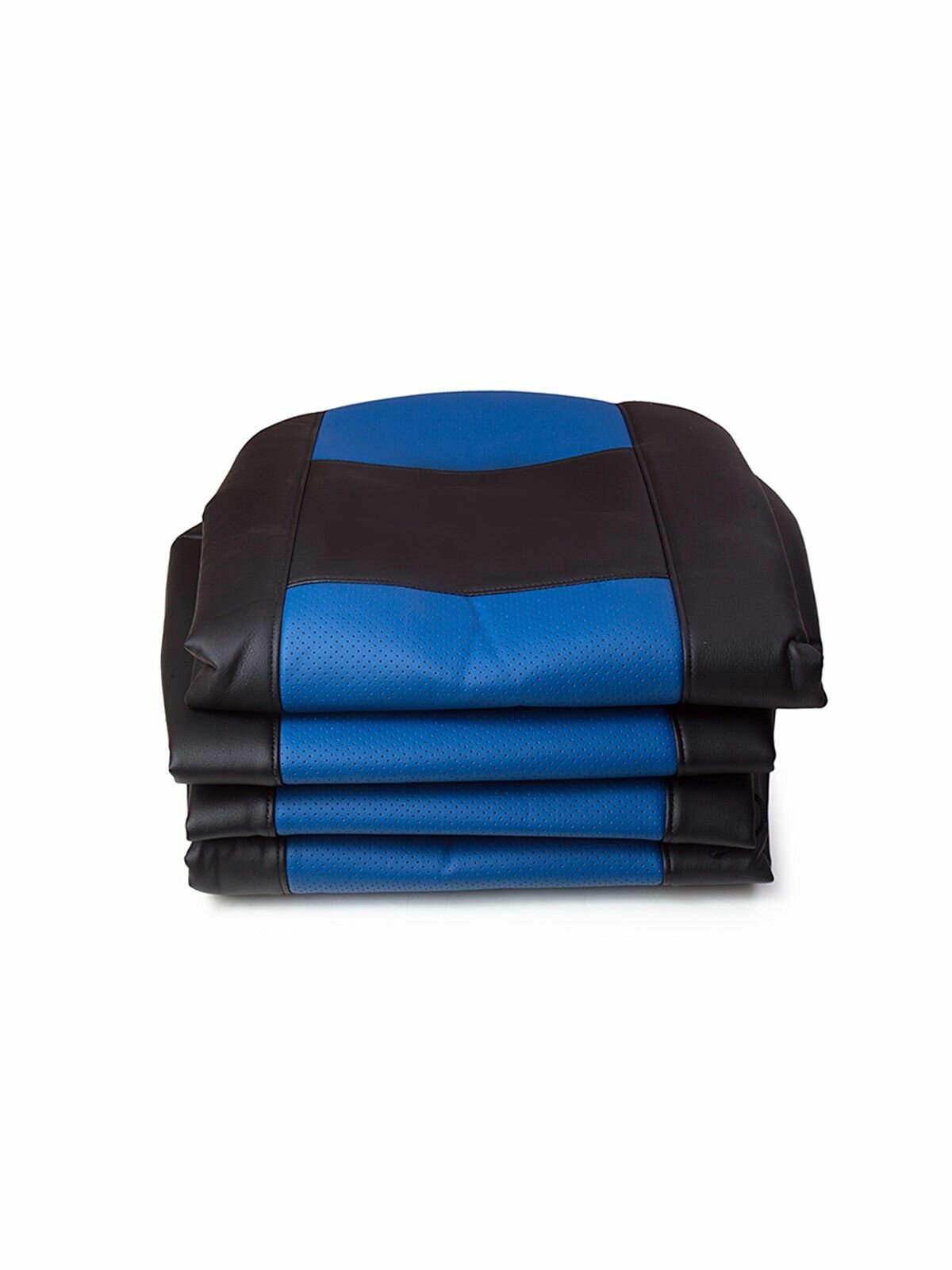 Чехлы на сиденья российских грузовиков, для КамаЗа AXOR 5490 с 2016г. (ЭКО кожа). Цвет чёрный/синий. Производство Россия. (18469)