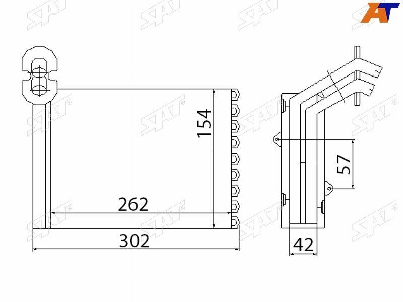 . SAT Радиатор отопителя салона (печки) для FORD GALAXY 96-06/SEAT ALHAMBRA 96-10/VOLKSWAGEN SHARAN 96-10