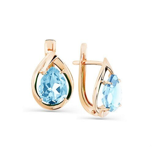 Серьги, красное золото, 585 проба, топаз