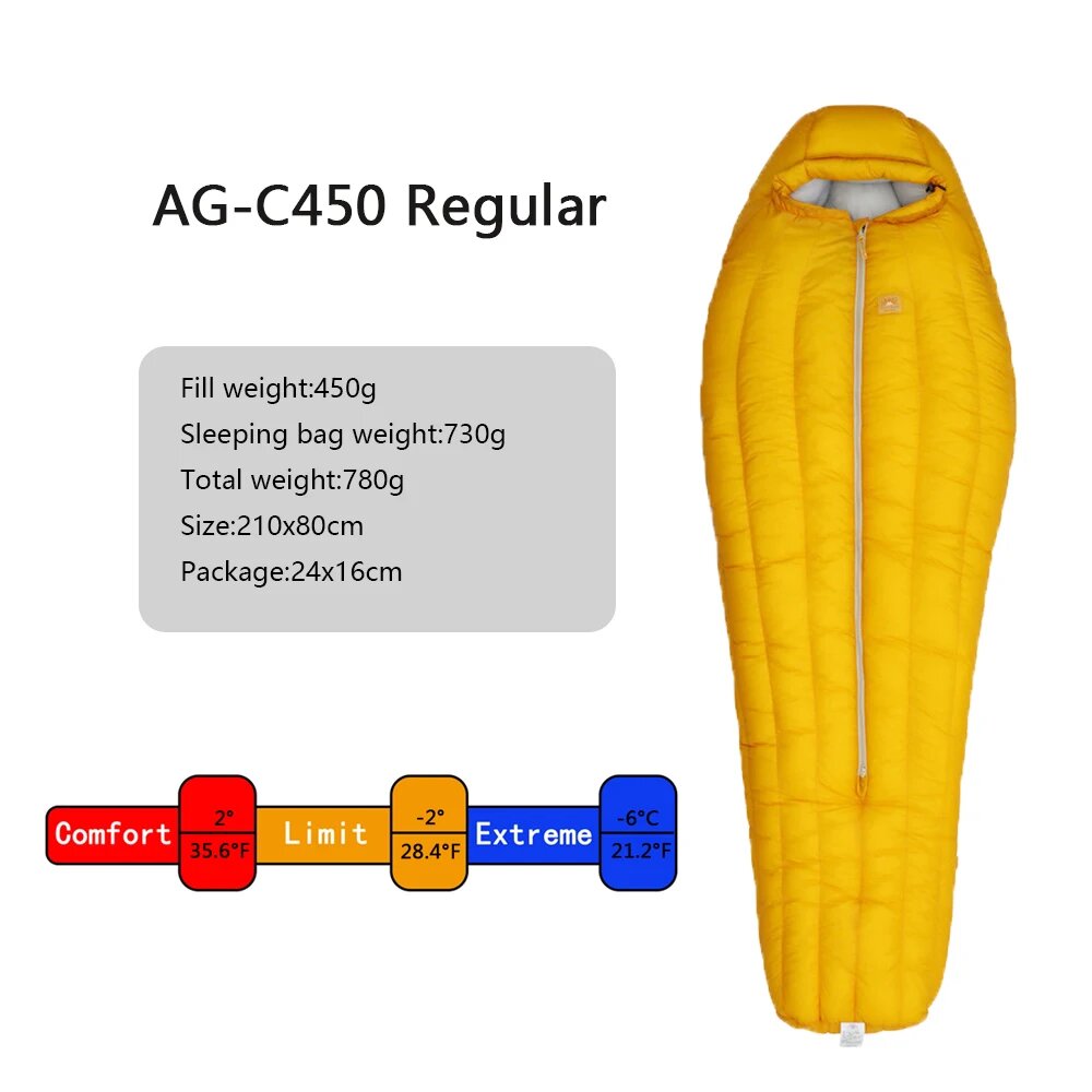 Alpine Guest пуховый спальный мешок мумия C450R-YELLOW