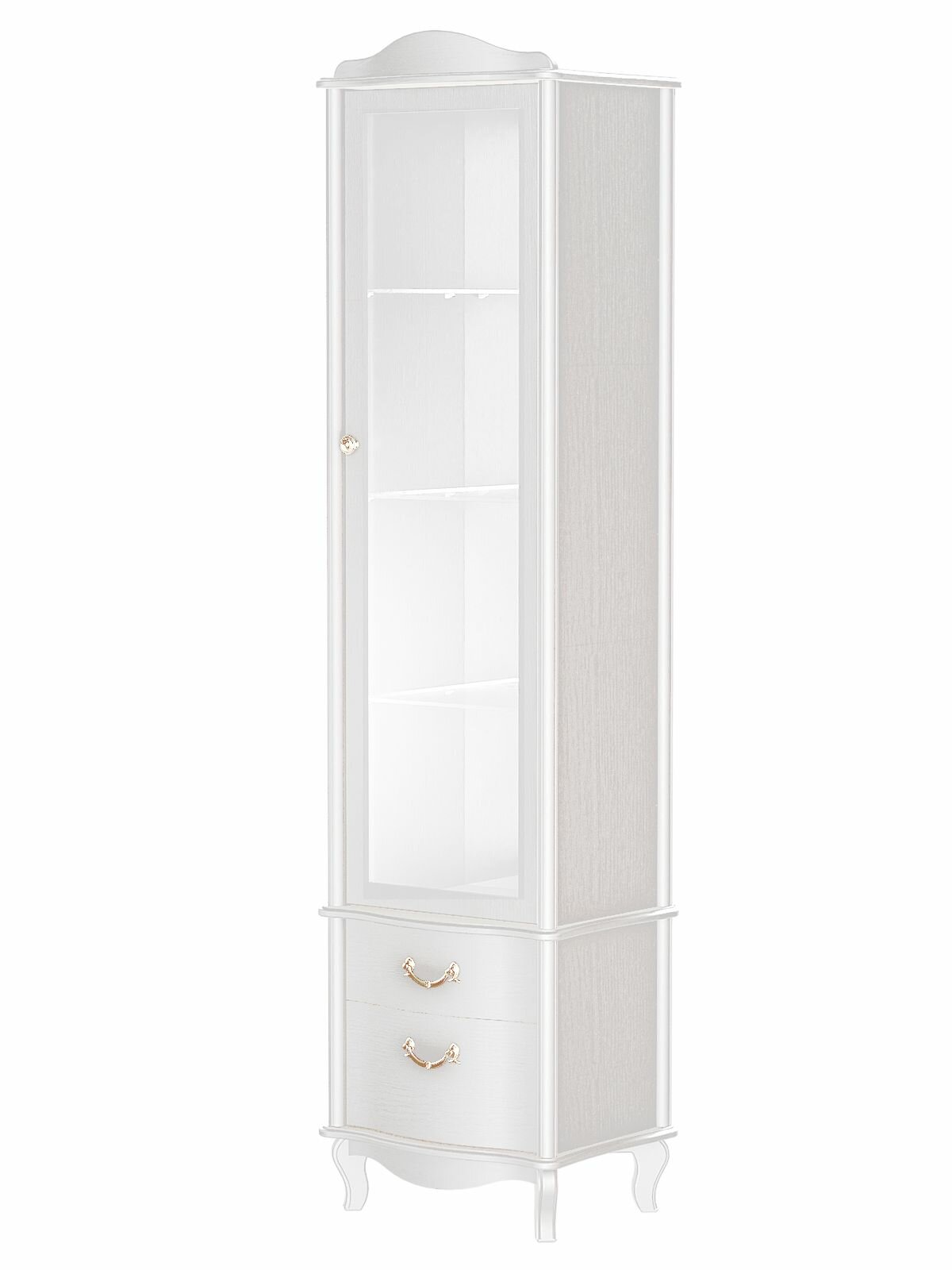 Шкаф-витрина Джульетта, материал МДФ, белый, 49х197х40,4 см.
