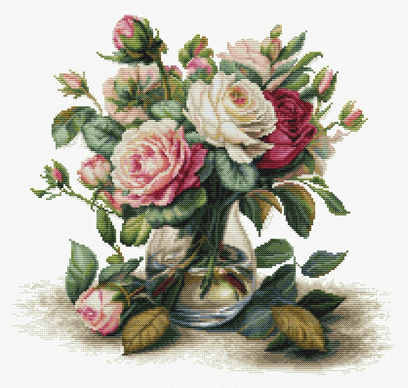 Набор для вышивания "Ваза с розами" р31х30см B7026 Luca-s Счетный крест