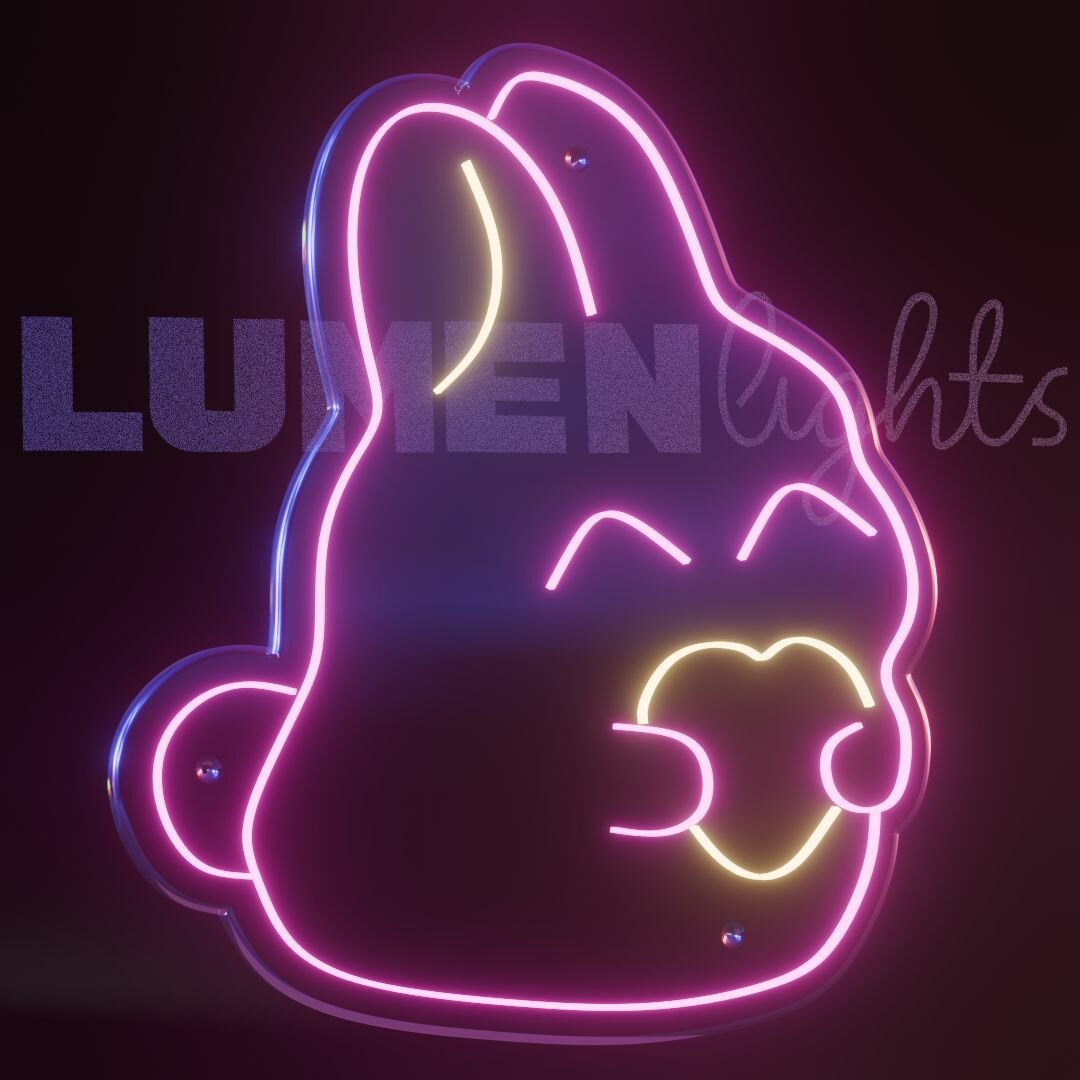 Неоновая вывеска, светильник декоративный Зайчик, 53х41 см.