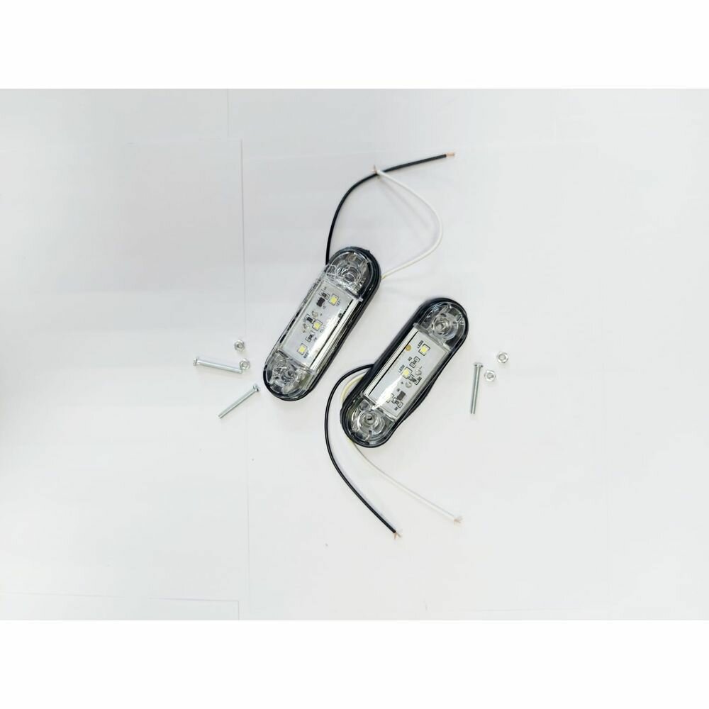 Фонарь габаритный белый 90мм 2шт 3 Led 12-24V