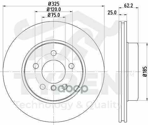 Диск тормозной, передний BMW X3 (E83) 03> TYREN арт. TYR1010761