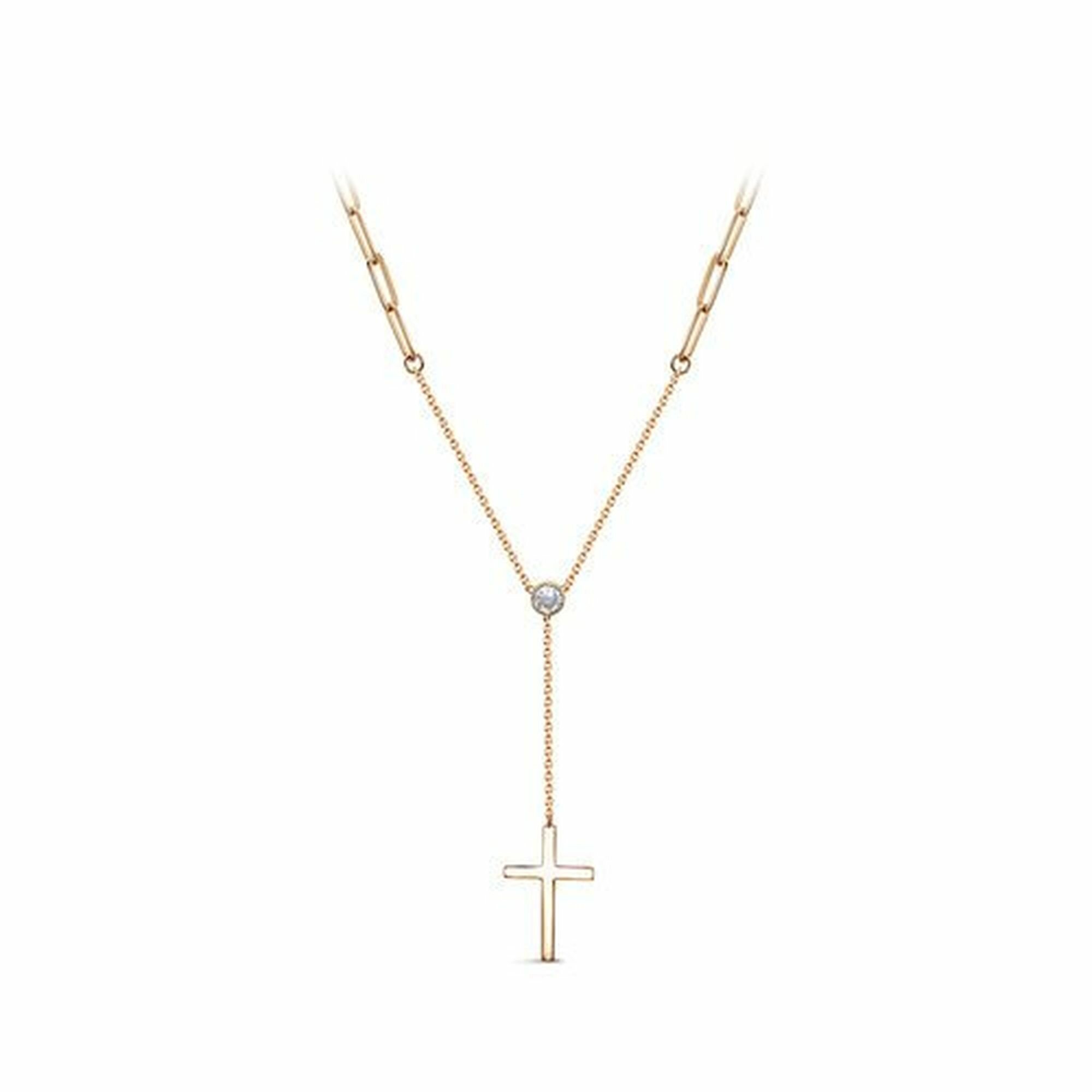 Колье, красное золото, 585 проба, фианит