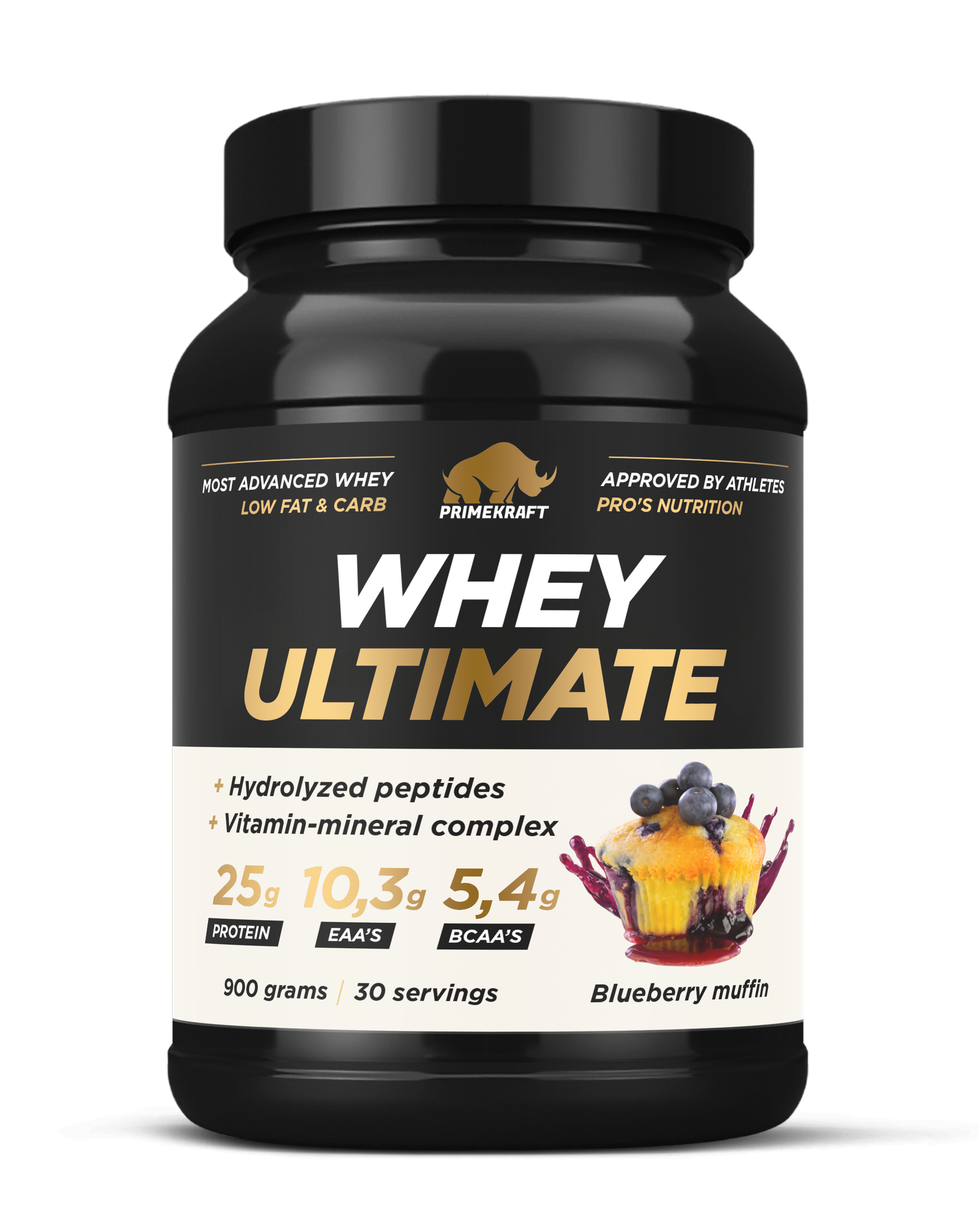 Протеин Prime Kraft Whey Ultimate со вкусом «Черничный маффин», банка 900г
