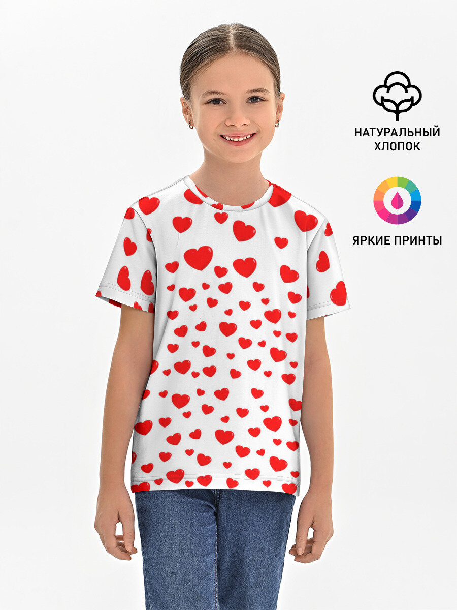 Футболка хлопковая детская Сердечки