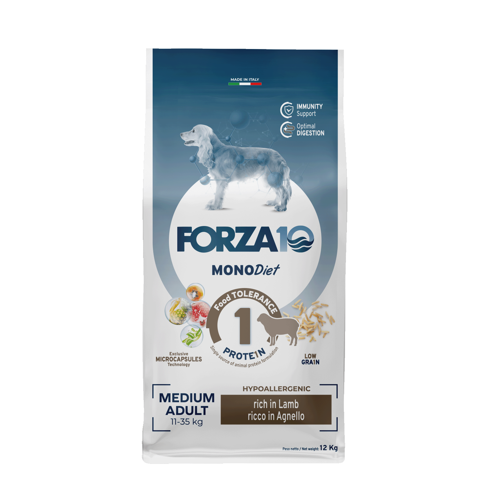 Полнорационный сухой диетический корм для собак средних пород Forza 10 Medium Diet Agnello из ягненка 12 кг.