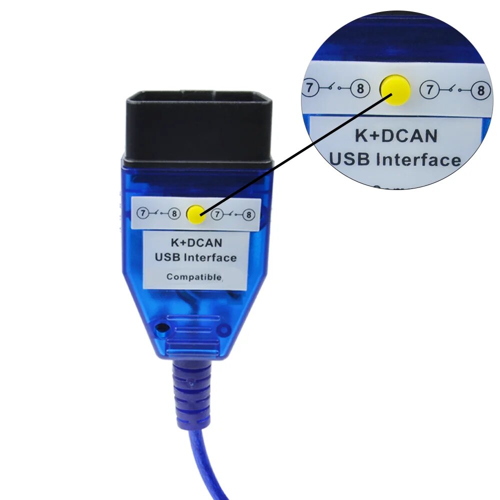 K+DCAN USB кабель для BMW, синий/желтый переключатель