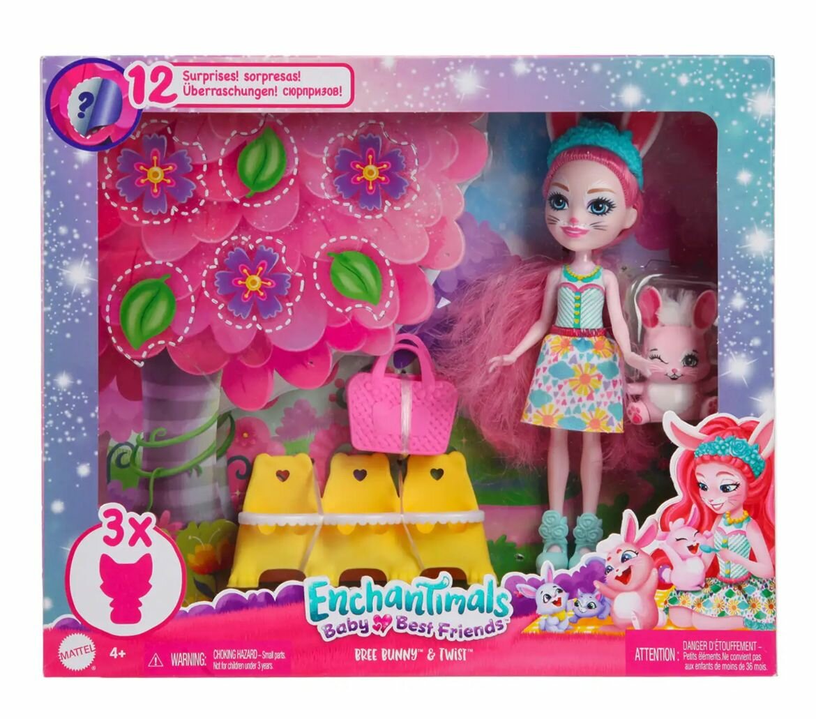 Набор игровой Enchantimals с куклой Кролик Бри и Твист серия Друзья-малыши, HLK85