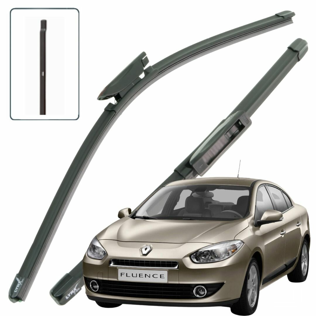Дворники Renault Fluence L30 2009 - 2013 Щетки стеклоочистителя бескаркасные автомобильные LYNXauto 600мм-400мм к-т 2шт.
