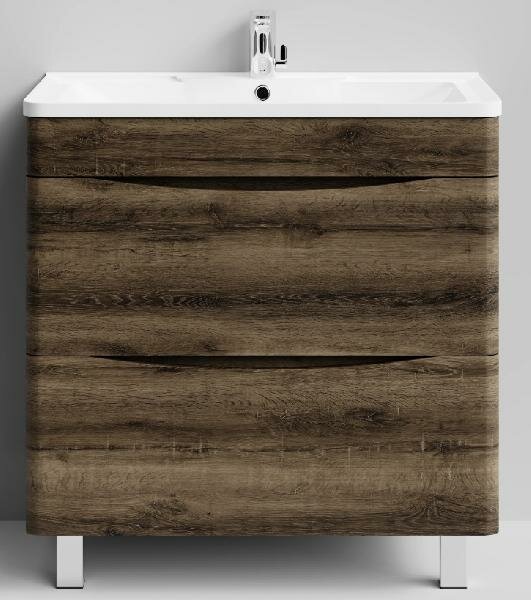 Adel 80 тумба напольная Дуб крымский коричневый + умывальник Adel 80, VOD-OK
