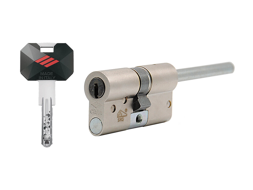 Цилиндр CISA RS5 S ключ-шток 100мм (размер 70х30Ш мм) - Никель