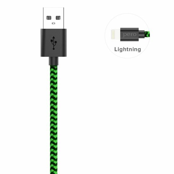 Кабель PERO DC04 USB - Lightning 1м 2.4A Green (Зеленый)