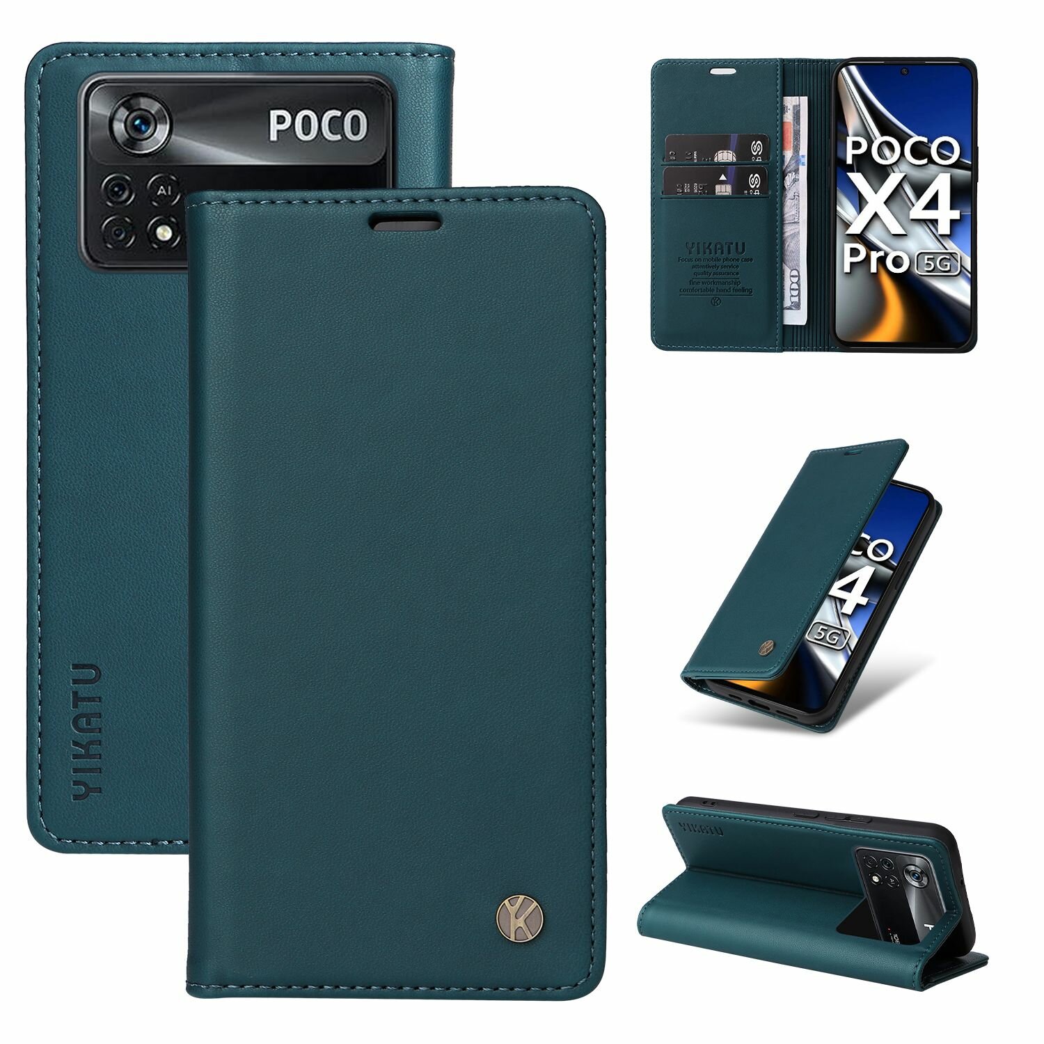 Кожаный флип-чехол для Xiaomi poco X4 Pro 5G (Сяоми Поко Х4 Про 5Джи) с магнитом, отделением для карт и отделением для бумажника