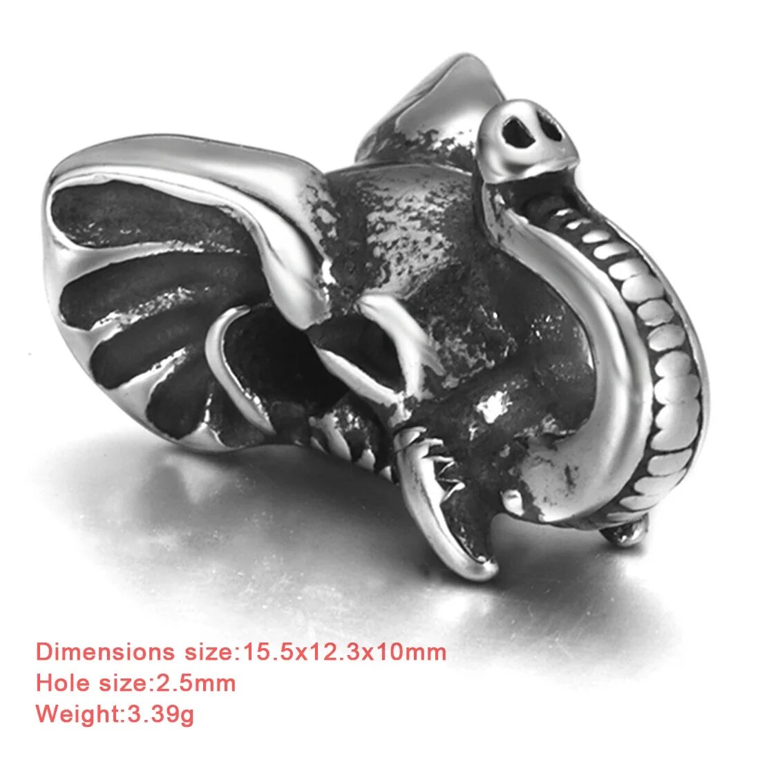 Бусина-разделитель слон, нержавеющая сталь, 15.5x12.3x10mm