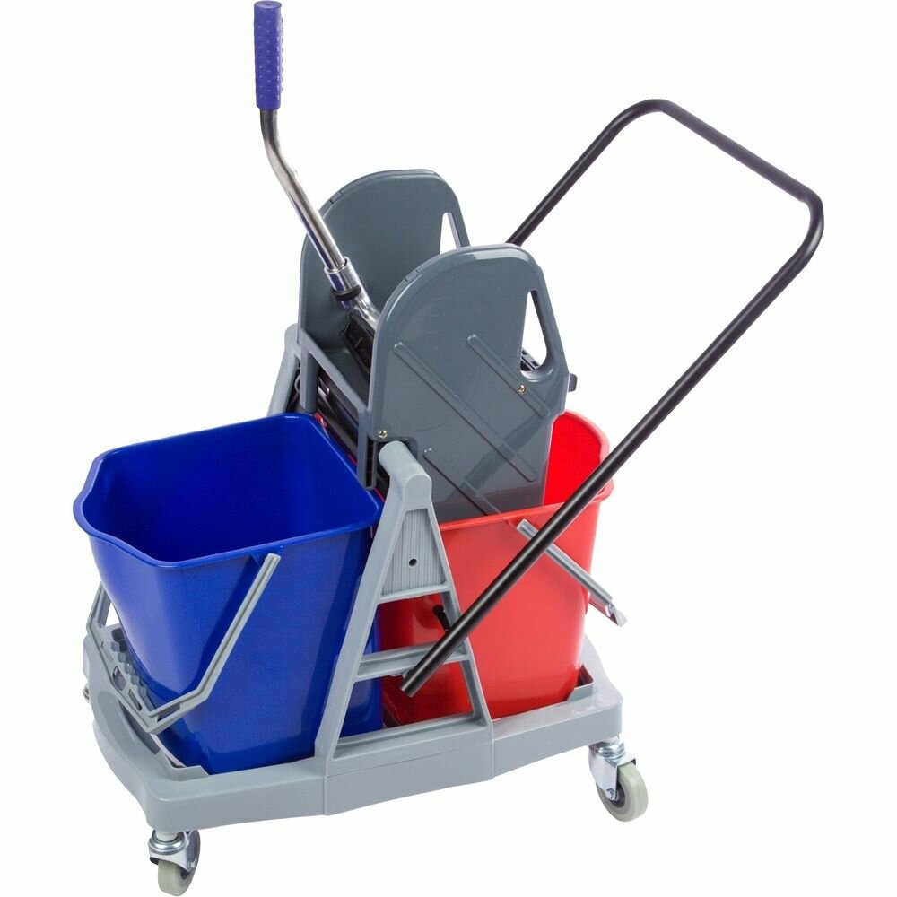 Тележка уборочная КНР с отжимным прессом 71x42x93см, 2х17 л (AF08076)