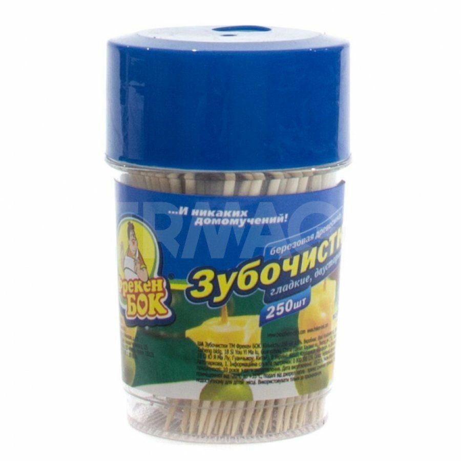 Зубочистки Фрекен Бок Гладкие, деревянные, 250 шт (12200914)