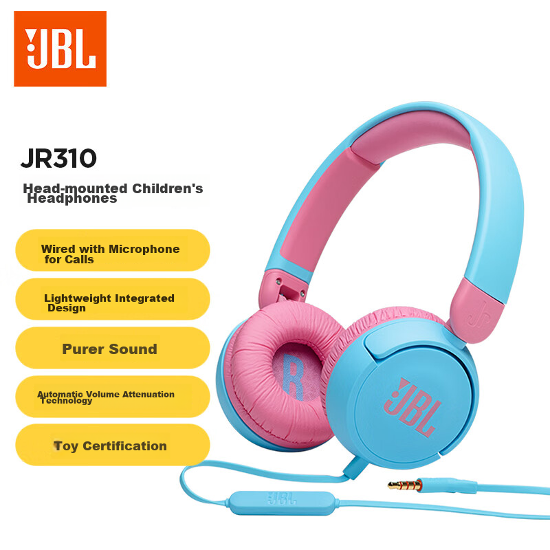 Проводные наушники JBL JR310 с микрофоном, цвет Blue
