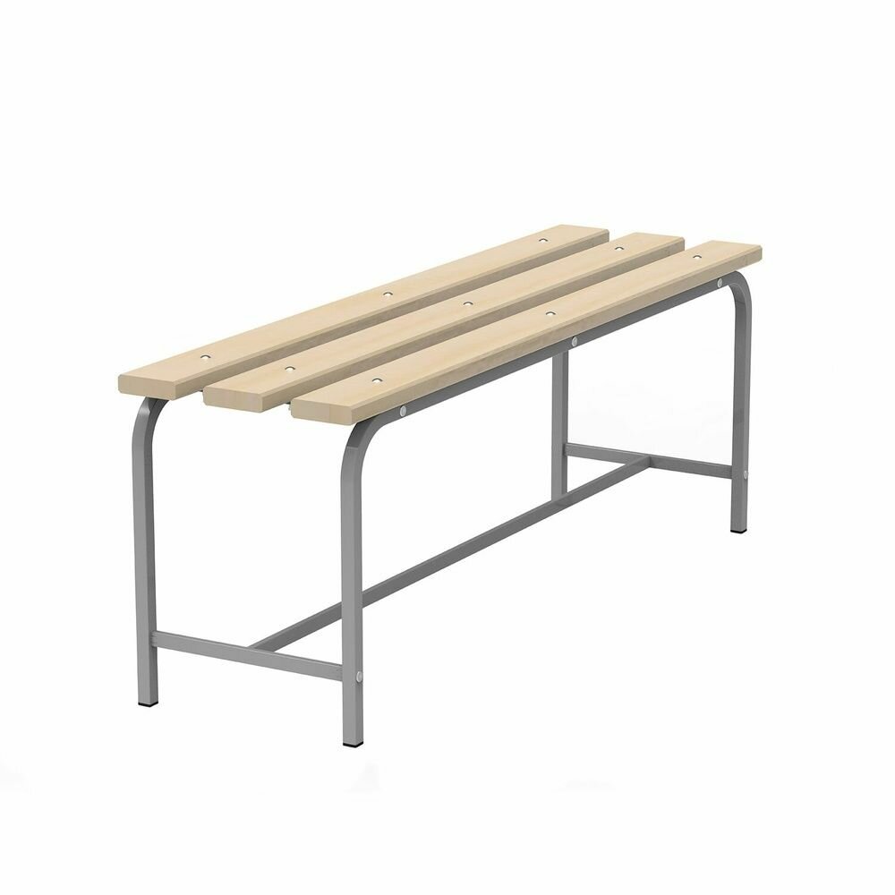 Скамья Титан деревянная на металлокаркасе "СТ 1200", 1200х350х450 мм, каркас металлический серый, сиденье дерево