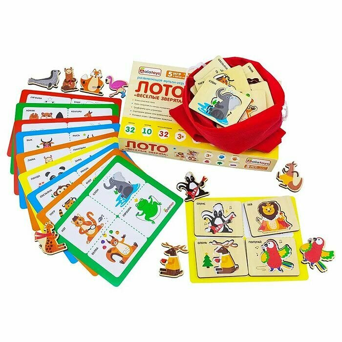 Лото Alatoys "Веселые зверята" от 3 лет, в коробке (ЛТ14)
