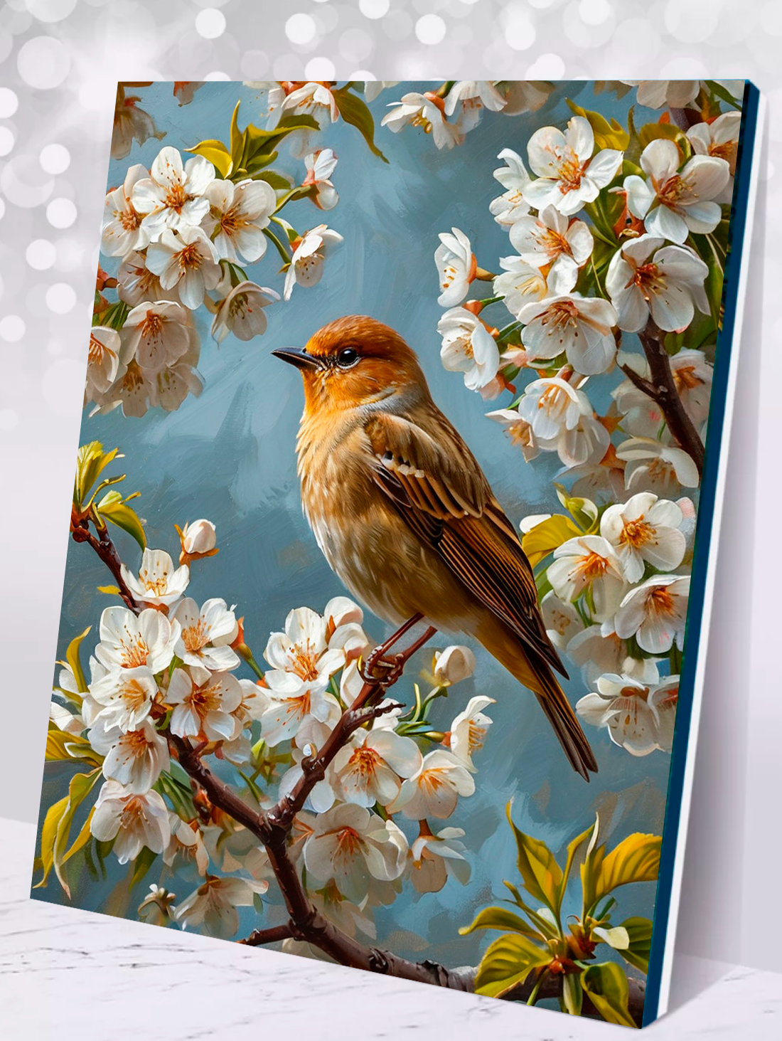 Картина по номерам "Воробей на ветке" 40х50 см, хлопковый холст на подрамнике, акрил, АртТойс