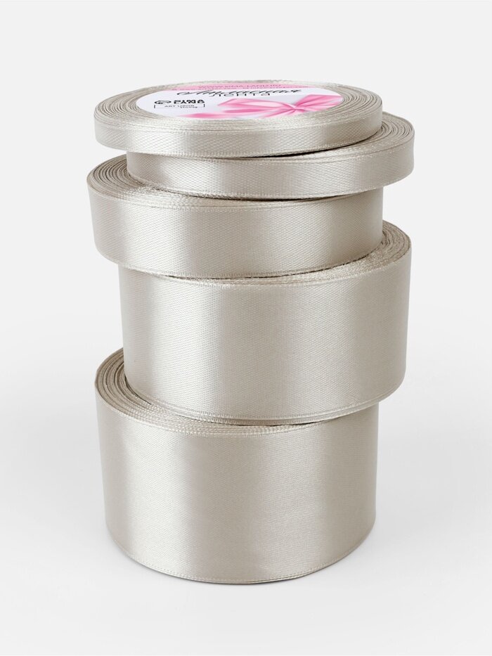 Набор атласных лент, 5 шт, размер лент: 6/10/20/40/50 мм × 23 ± 1 м, цвет светло-серый