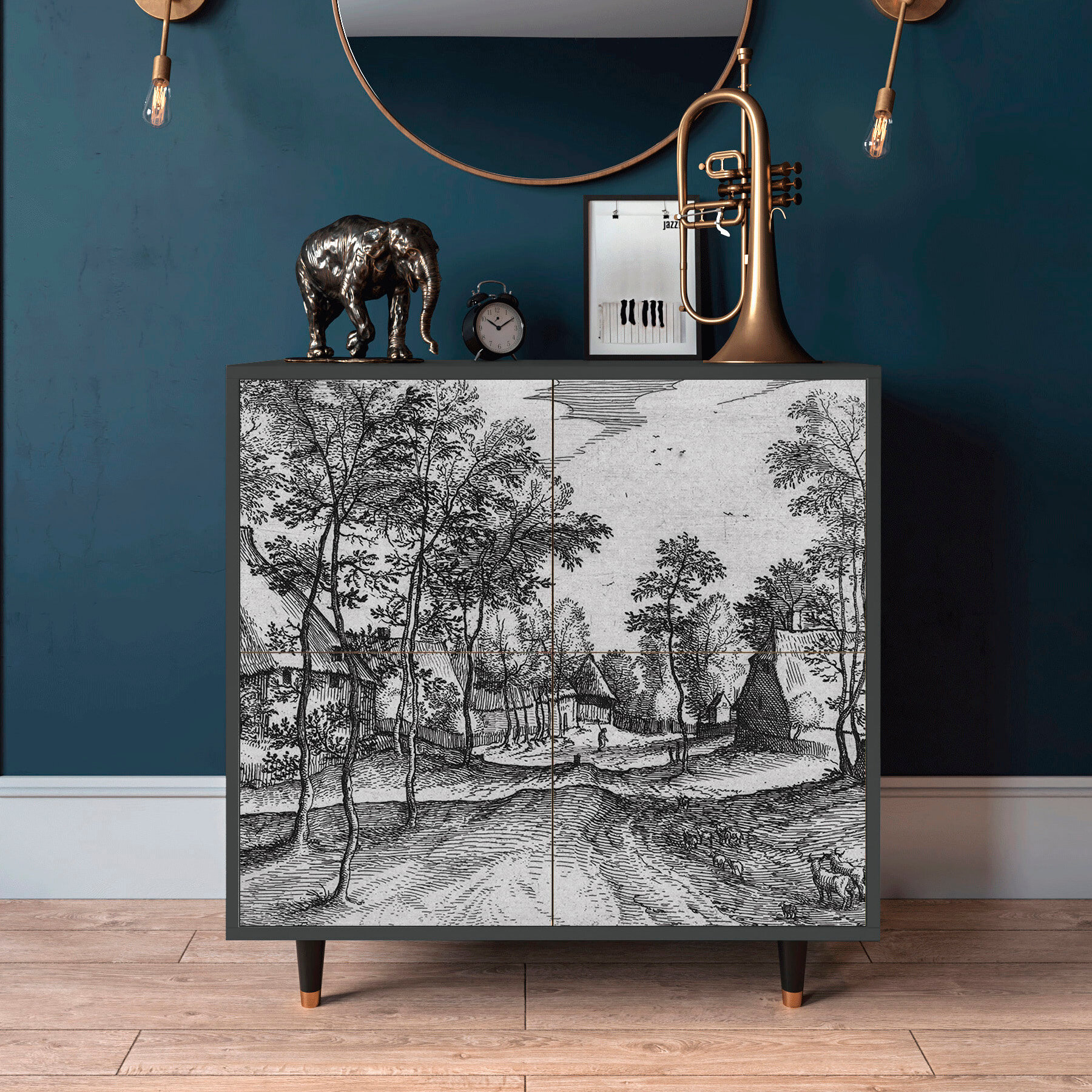 Комод - STORYZ - BS3 Village Road by Pieter Breugel, Размер - 94 x 96 x 48 см, Цвет корпуса - Антрацит