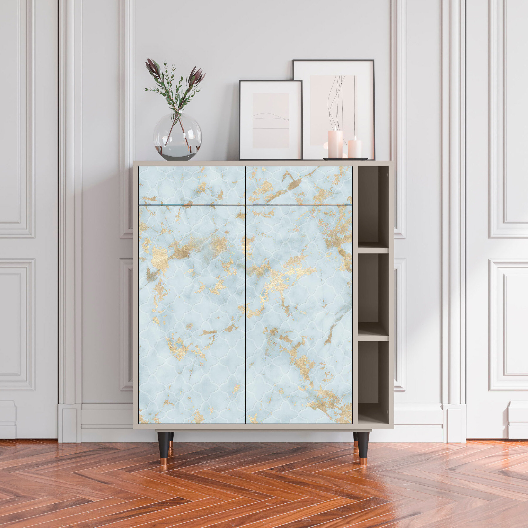 Комод - STORYZ - BS6 Golden Waves, Размер - 94 x 110 x 41 см, Цвет корпуса - , Сатин