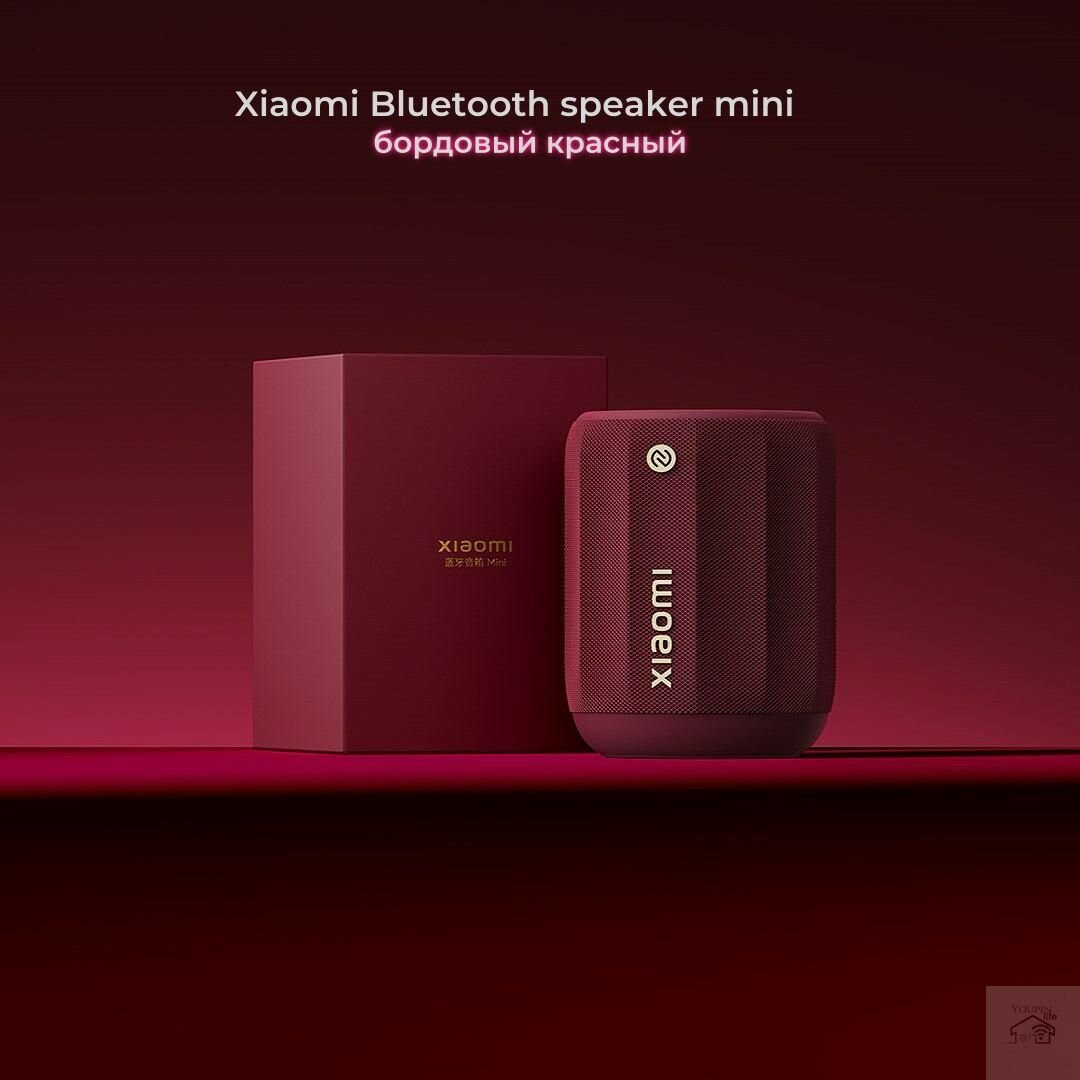 Беспроводная портативная колонка Xiaomi Bluetooth speaker mini ASM01A HyperOS Bluetooth 5.3 NFC IP67 RGB, Бургундия