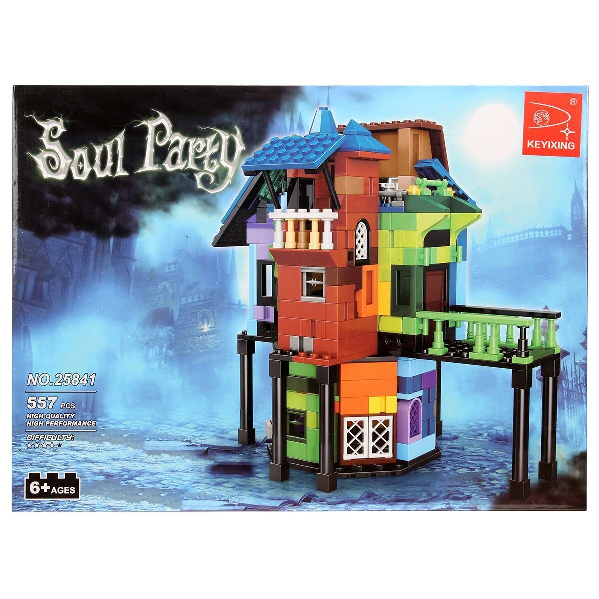 Конструктор блочный "Soul Party", 557 дет, дом на столбах, пластик, размер собранного 21.6х18.2х20.6см