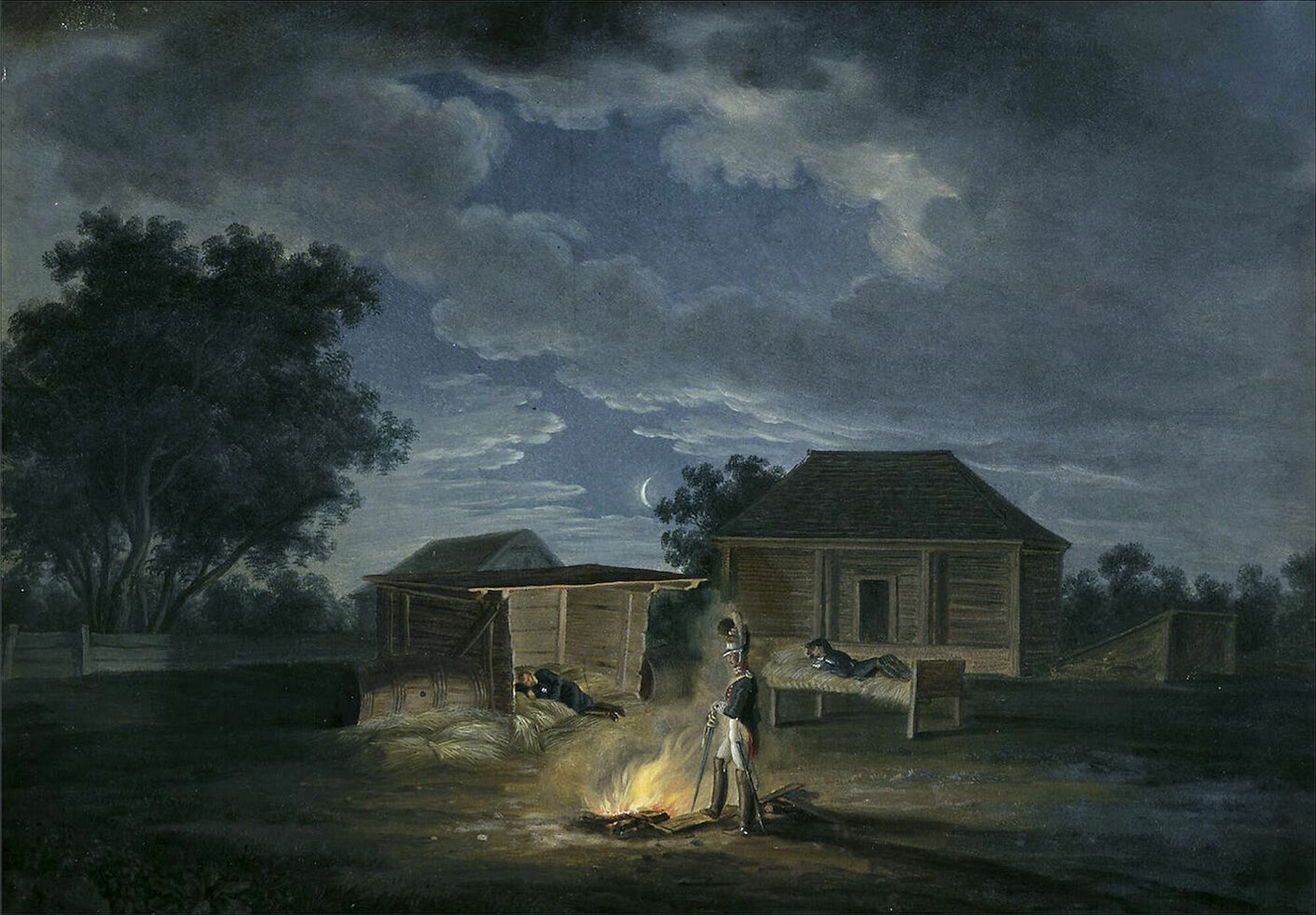 Картина Альбрехта Адама Французский бивуак в белорусской деревне 80х55 см