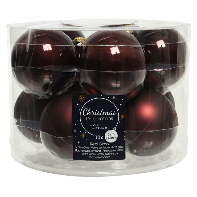 Набор стеклянных шаров 6 см каштановый mix, 10 шт, Kaemingk/Winter Deco, 140484/1001450