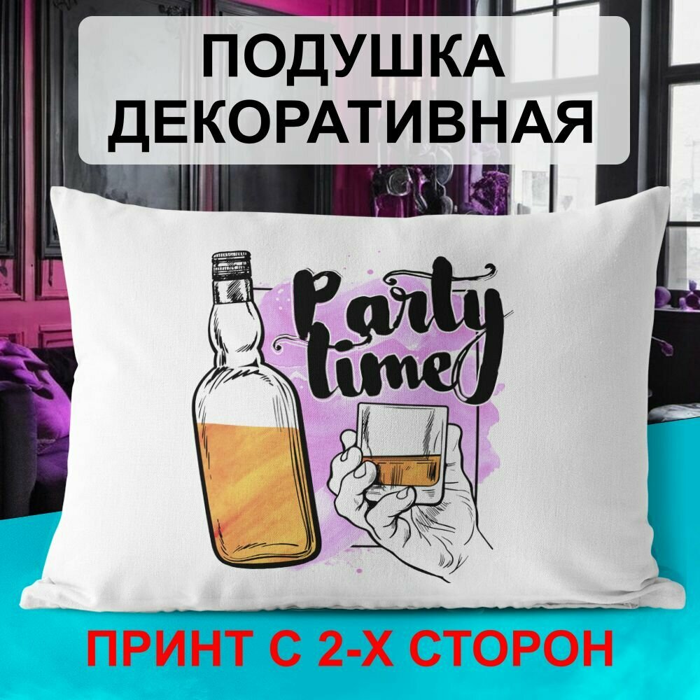 Декоративная подушка PDS Studio: Party time / Время веселиться. Стакан и бутылка