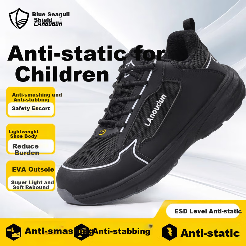Blue Seagull Shield Labor Protection Shoes Men Lightweight Steel Toe Cap Anti-Smashing Anti-Stab Safety Work ESD Anti-Static Functional Shoes D252A 40