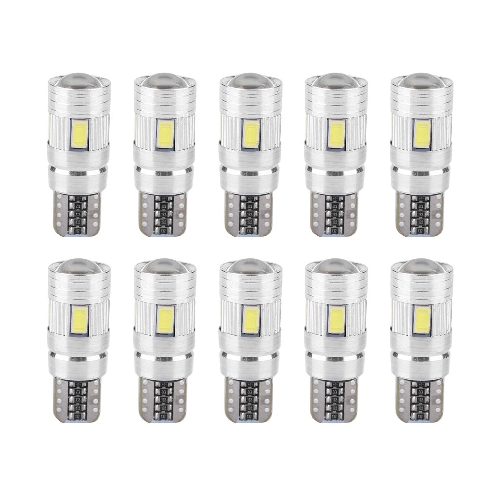 10 шт. T10 5630 6SMD W5W автомобильные светодиодные лампы Canbus без ошибок декодирования боковые габаритные огни номерного знака