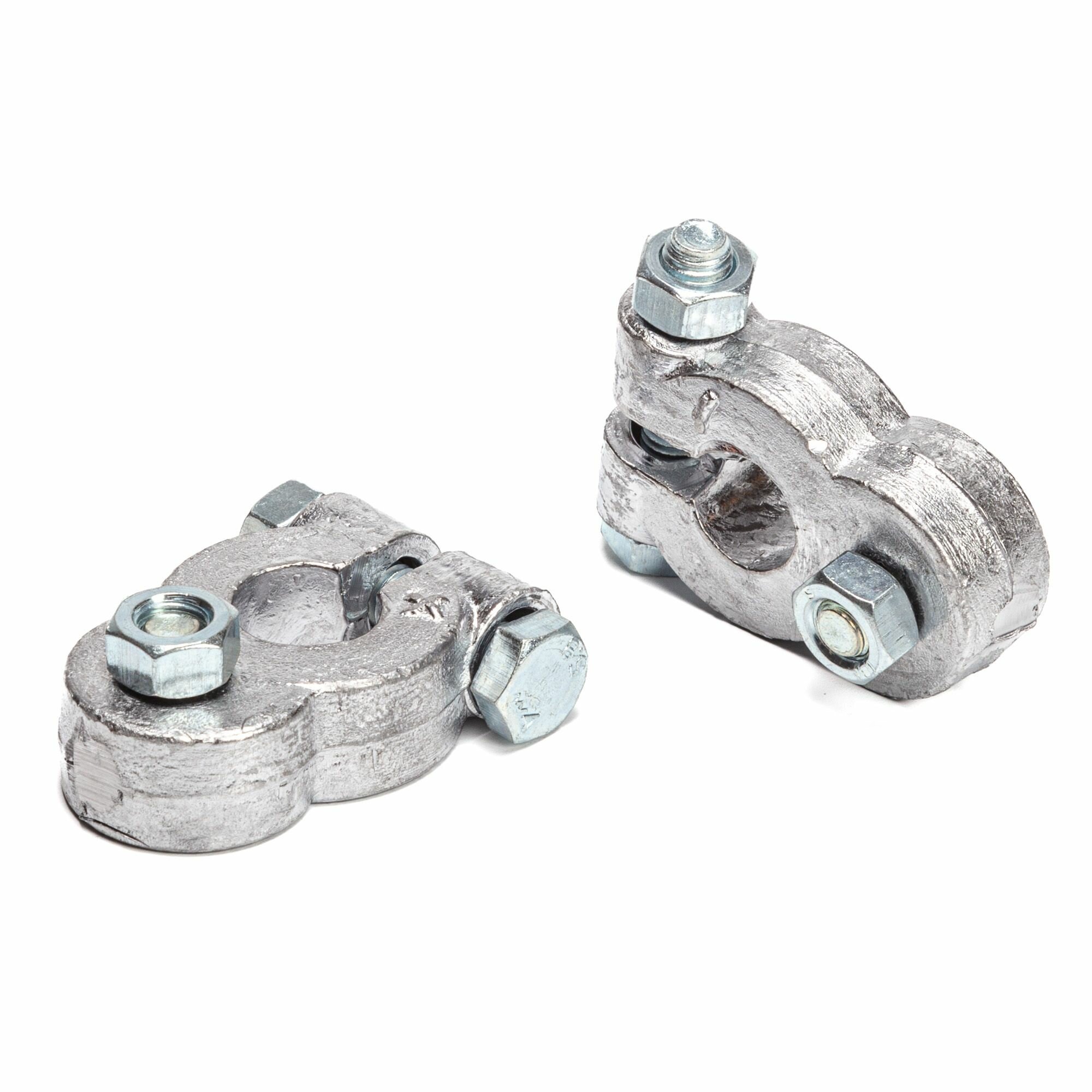 Клеммы АКБ (+/-) свинцовые, болт глухой под гайку М8-М8, для МТЗ, ЮМЗ, ВгТЗ, ПТЗ ХТЗ арт 420AE АвтоЭлектрика