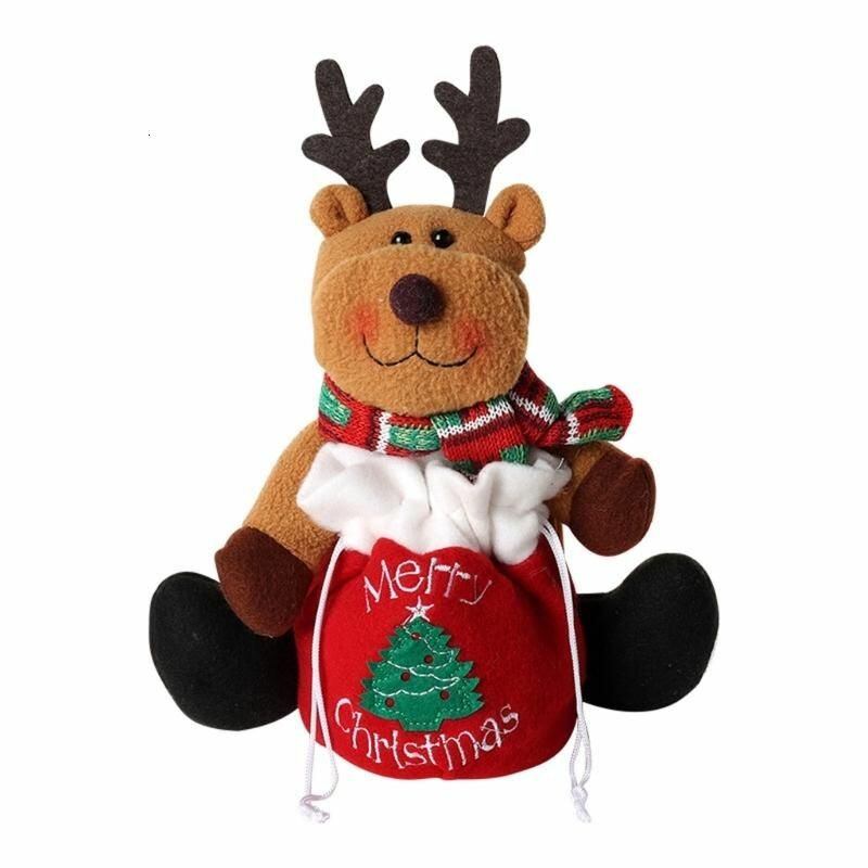 Мешок для подарков на Рождество с завязками для хранения конфет, - Лось