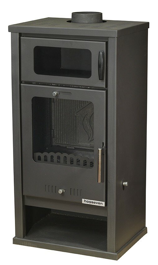 Печь-камин Hosseven "Troy", серая, стальная, закрытый тип, 7,5 кВт