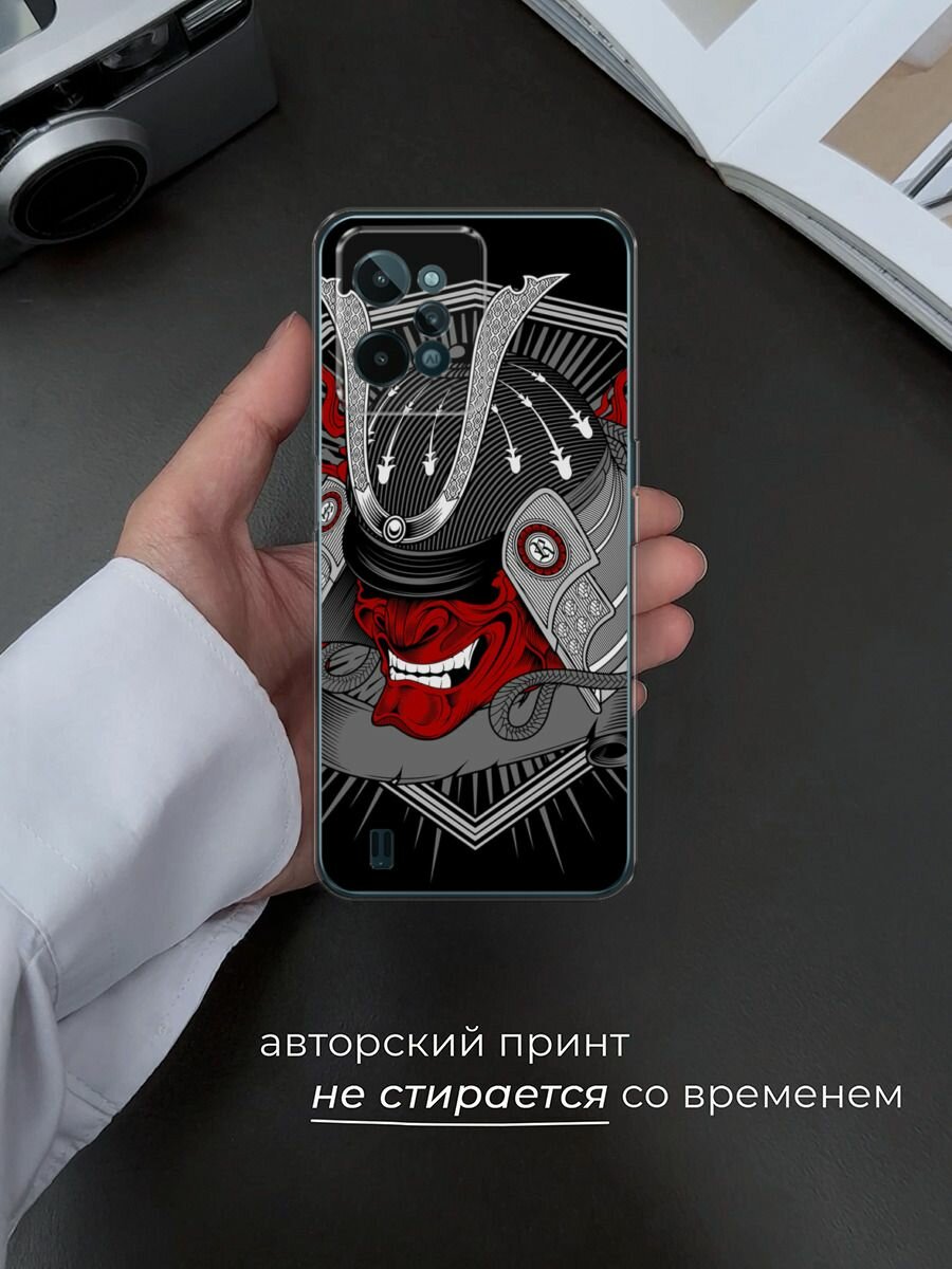 Чехол на Realme C31 / Реалми C31 с принтом "Красная маска самурая" — фото 1
