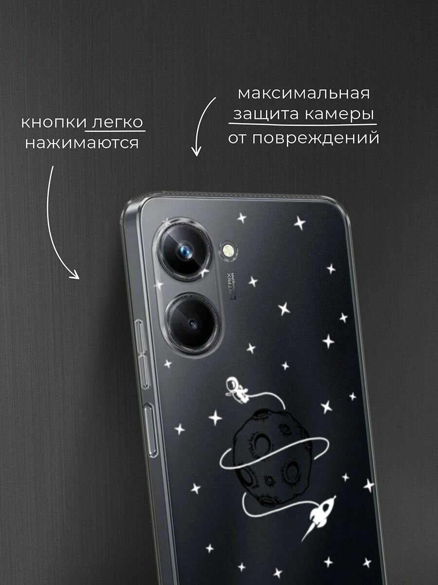 Чехол на Realme 10 Pro / Реалми 10 Про с принтом "Полет вокруг луны", прозрачный — фото 1