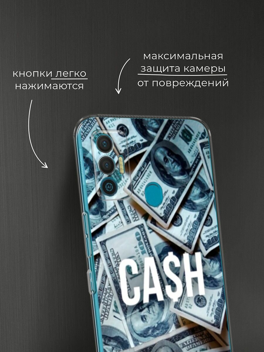 Силиконовый чехол на Tecno Spark 7 / Техно Спарк 7 с принтом "Cash" — фото 1